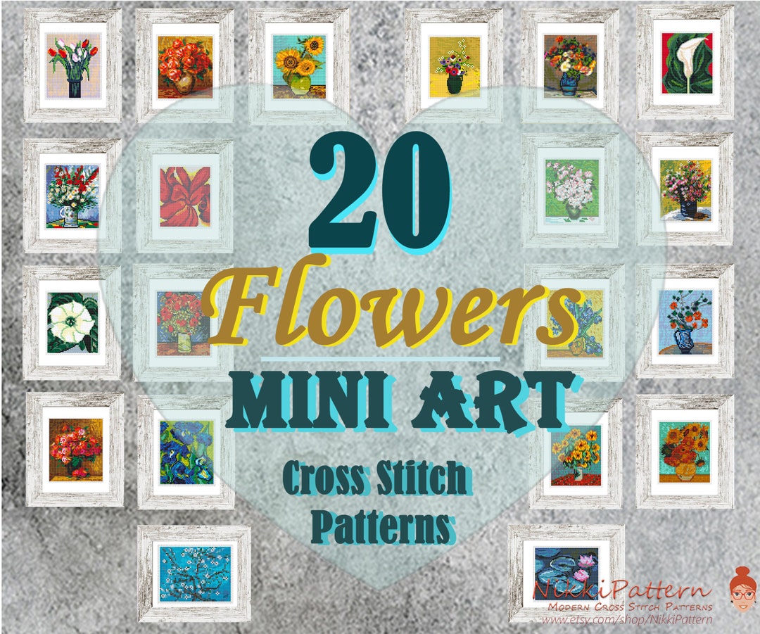 Mini Art Cross Stitch Patterns Bundle Mini Flowers Masterpieces Hand ...