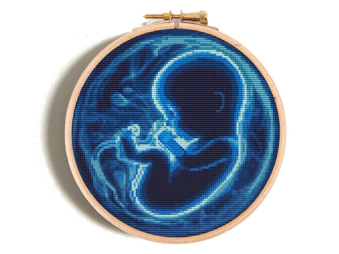 Embryo Cross Stitch,pregnant Cross Stitch, Cute Fetus in the Womb ...