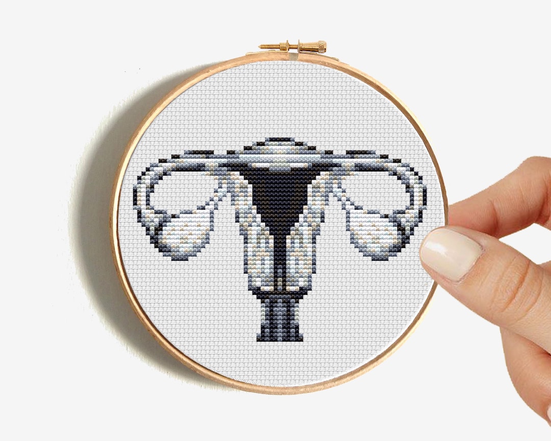 Mini Cross Stitch Pattern, Human Uterus, Anatomy Organ Hand Embroidery ...