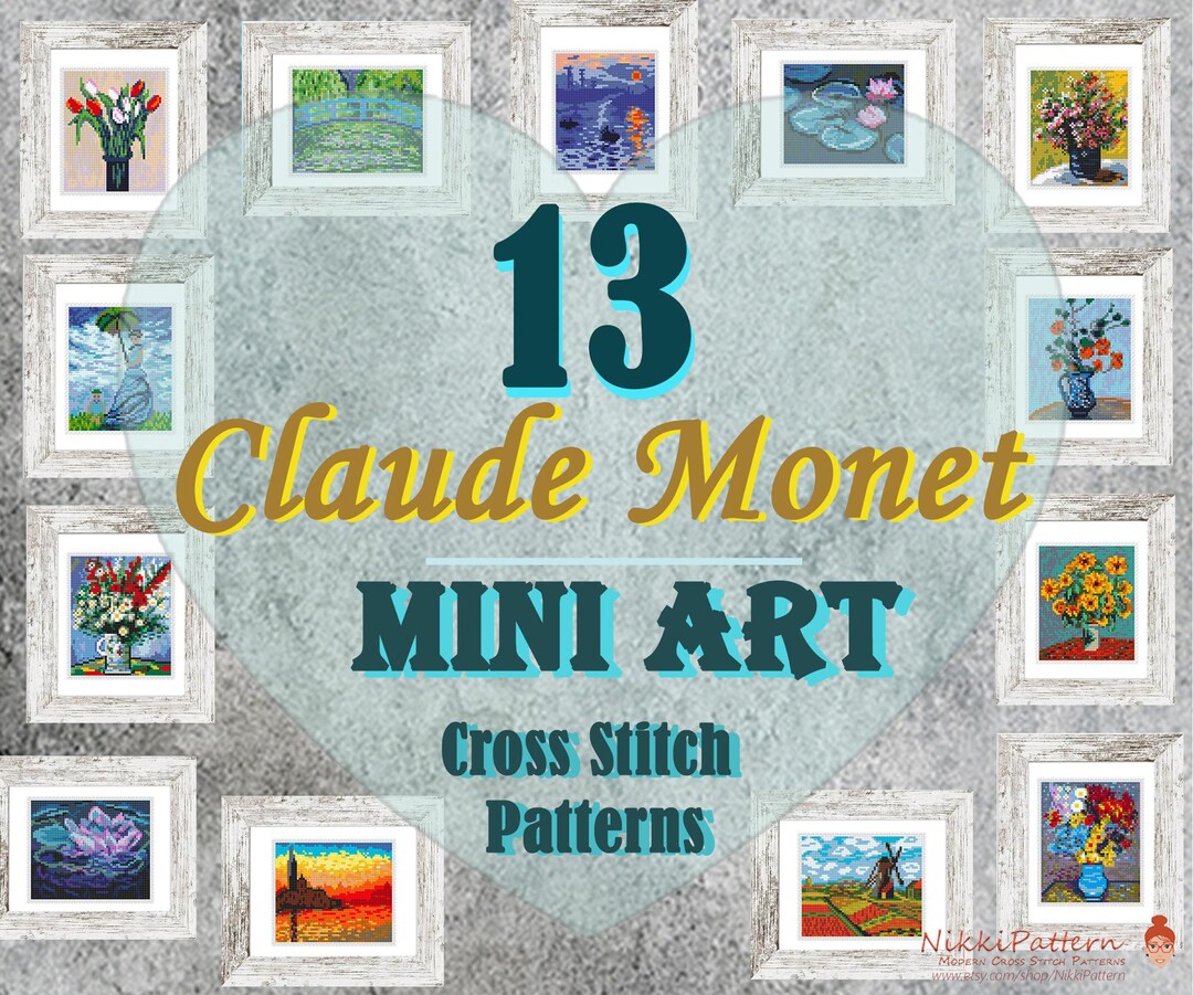 Mini Cross Stitch Art Patterns - Monet Flower Art Collection - Tiny ...