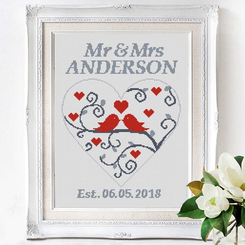 Wedding Modern Cross Stitch Pattern Personalized Counted Cross - Etsy