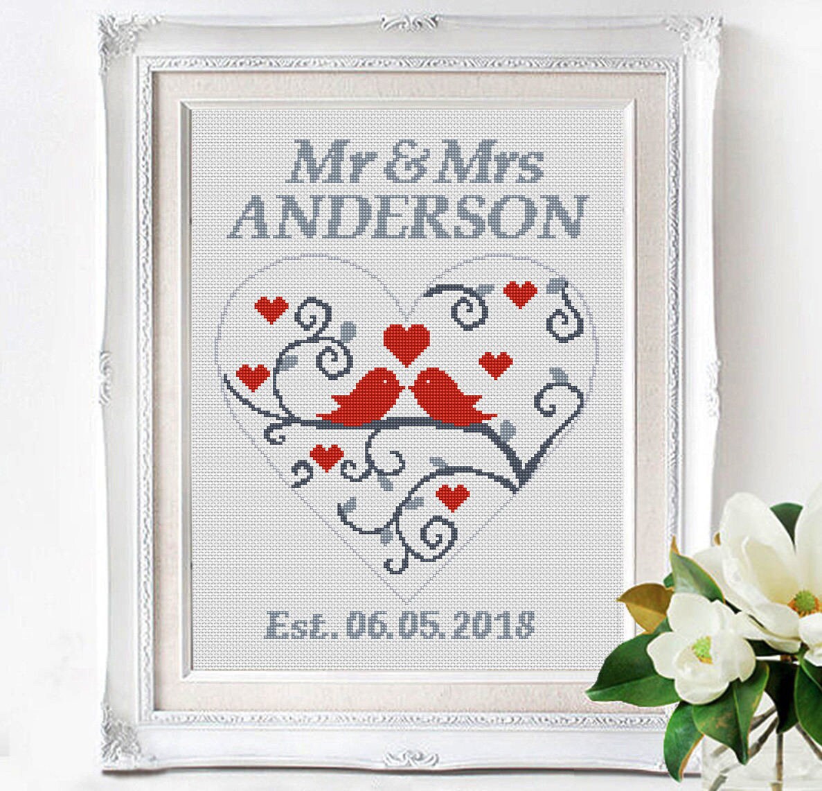 Wedding Modern Cross Stitch Pattern Personalized Counted | Etsy