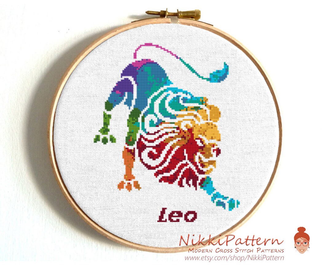 LEO Cross Stitch Pattern Zodiac Horoscope Cross Stitch Modern Cross ...