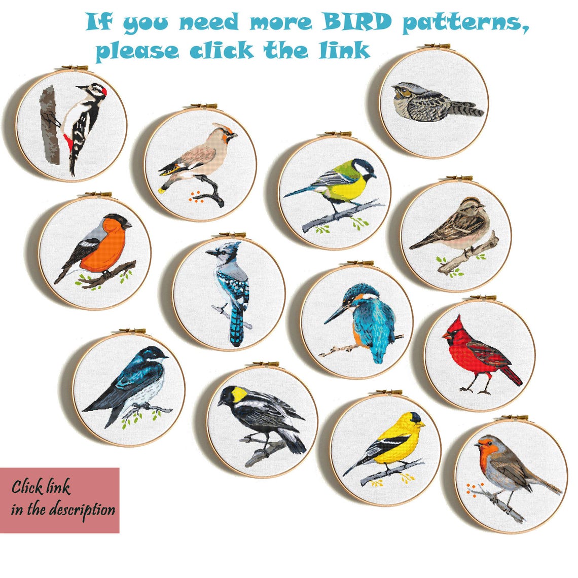 Bird Cross Stitch Patterns, Tiny Songbirds, Set of 7 Small Easy ...