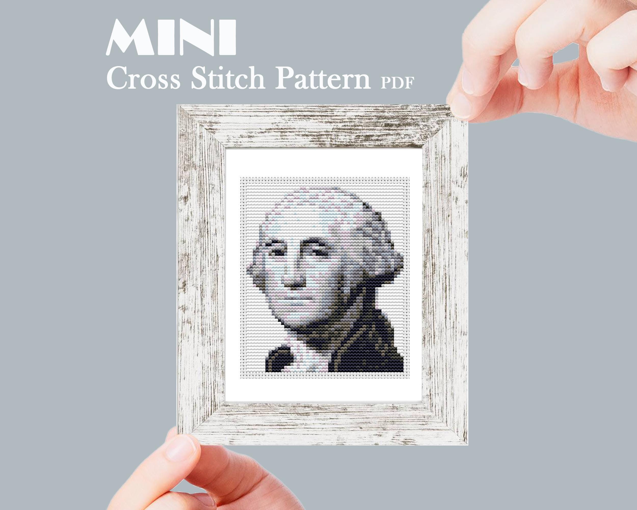 George Washington Mini Cross Stitch Pattern, Modern Tiny Portrait ...