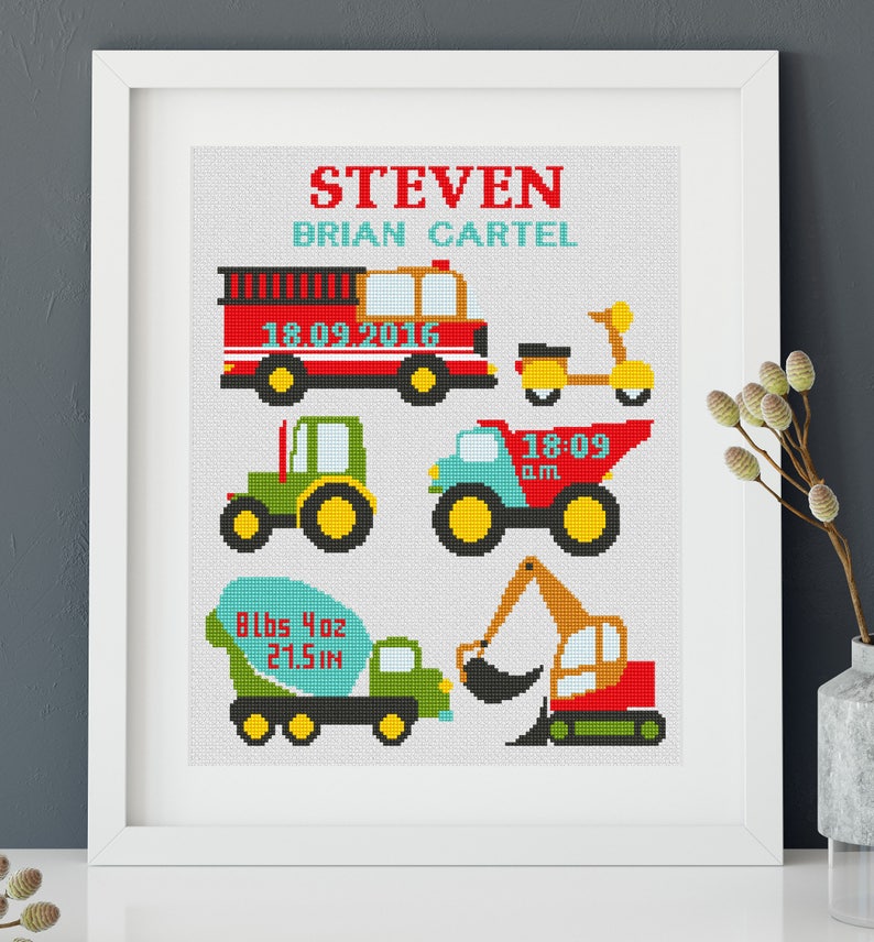 Birth Announcement Cross Stitch Pattern Work Machine Counted - Etsy