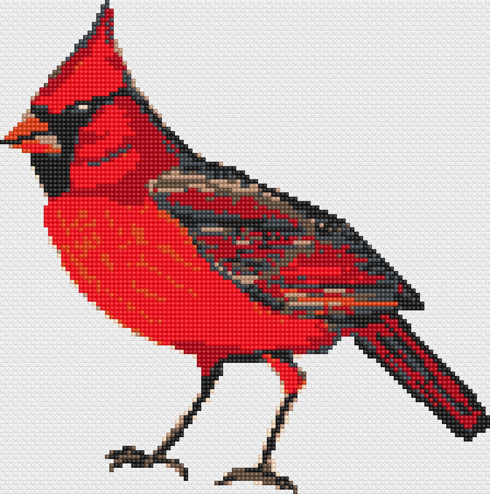Red Cardinal Cross Stitch Pattern Christmas Birds Modern Cross - Etsy