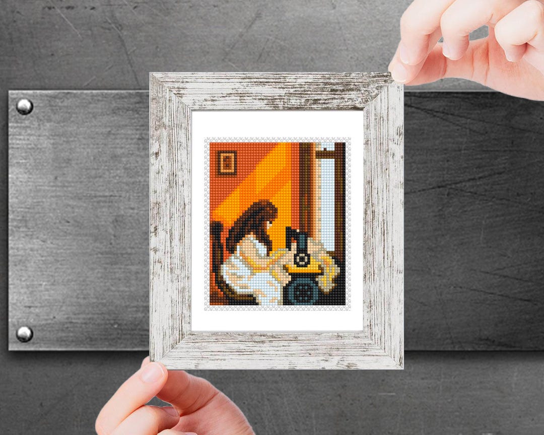 Mini Cross Stitch Pattern PDF, Girl at Sewing Machine by Edward Hopper ...
