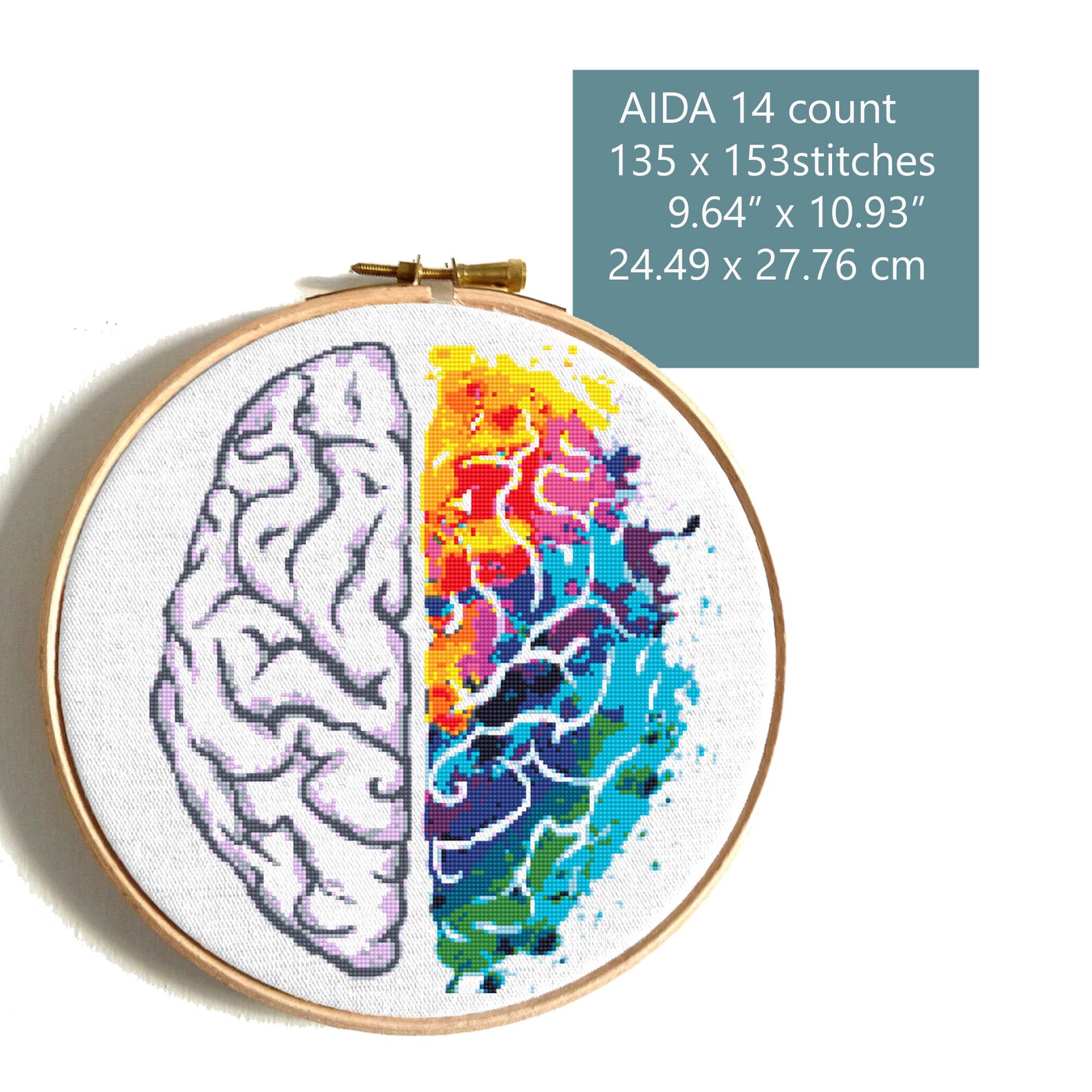 Brain Cross Stitch Pattern Rainbow Cross Stitch Funny Counted | Etsy UK