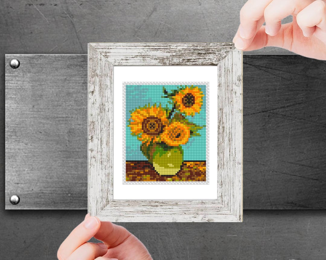 Mini Cross Stitch Pattern PDF, Van Gogh Sunflowers, Small Counted Art ...