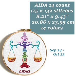 LIBRA Cross Stitch Pattern Zodiac Horoscope Cross Stitch Modern Cross ...