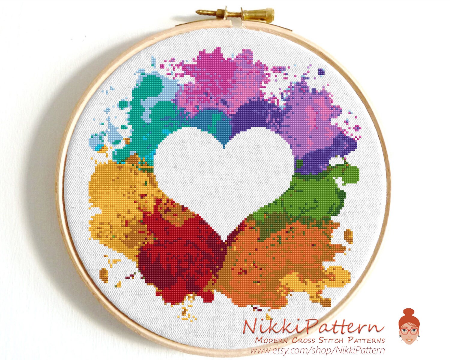 Heart Cross Stitch Pattern Watercolor Cross Stitch Love - Etsy Canada