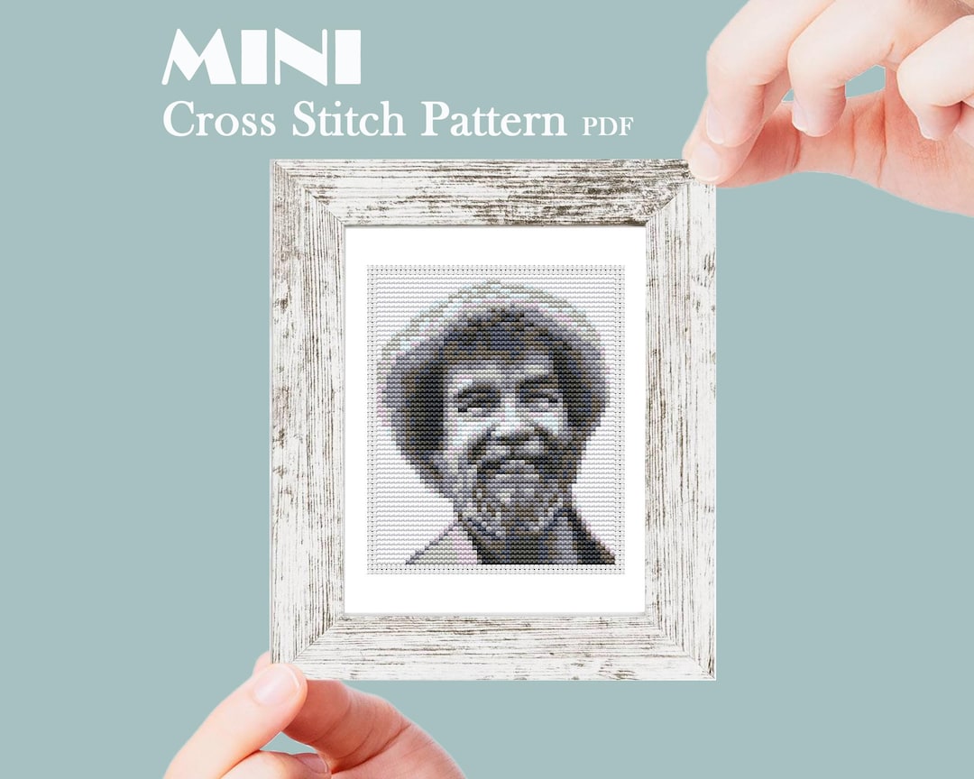 Bob Ross Mini Cross Stitch Pattern, Tiny Art Portrait (digital Download ...