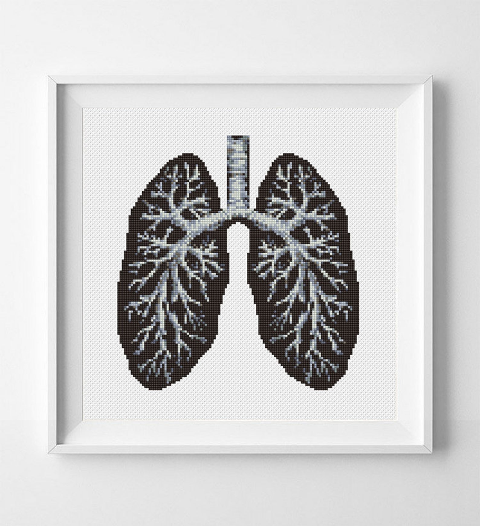 Lungs cross stitch pattern Human Anatomy counted cross stitch | Etsy