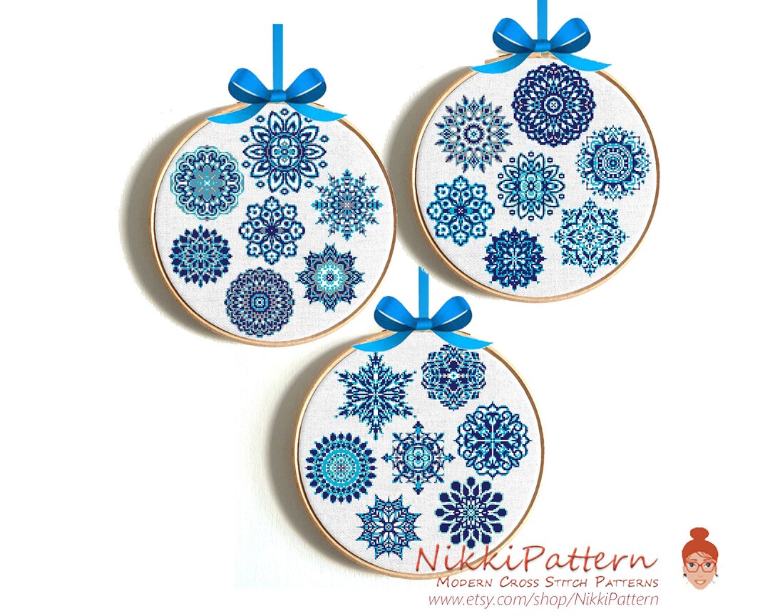 Christmas Snowflakes Cross Stitch Pattern Small Snowflake Ornament ...