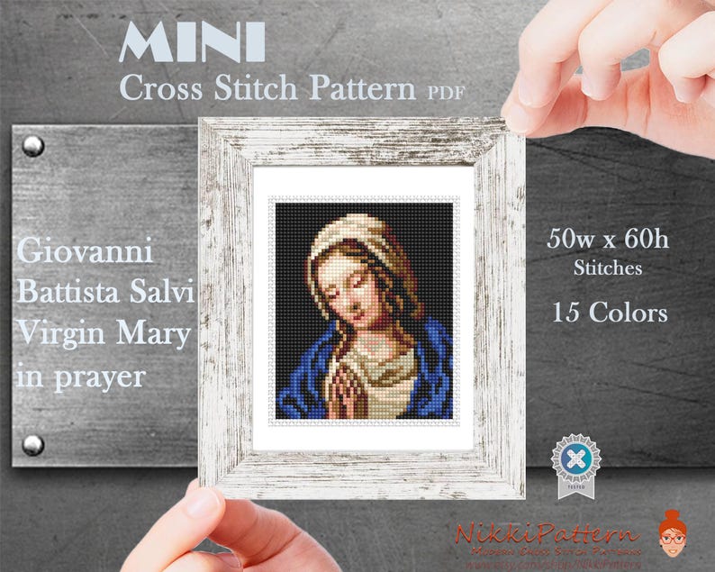 Mini Art Cross Stitch Patterns, Mini Masterpieces Virgin Mary in Prayer ...