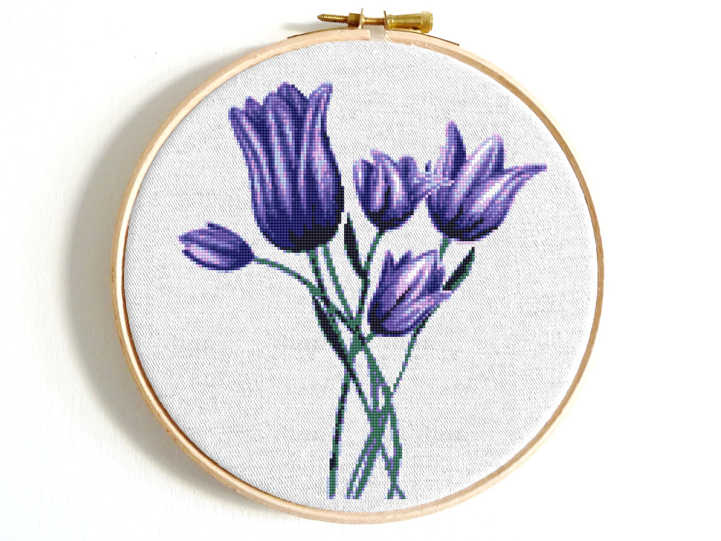 Flower Cross Stitch Pattern Tulip Cross Stitch Floral Cross - Etsy