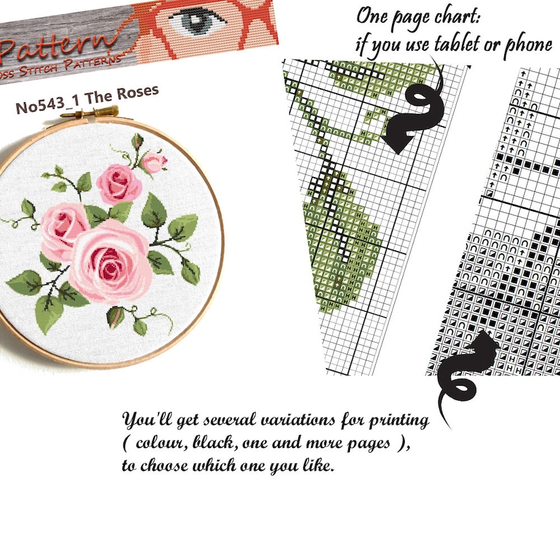 Rose Cross Stitch Pattern Modern Counted Cross Stitch Flower - Etsy