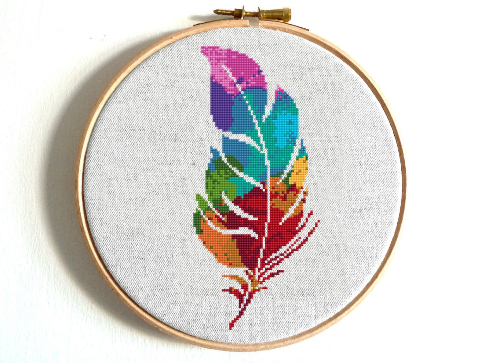 Feather cross stitch pattern easy Watercolor cross stitch | Etsy