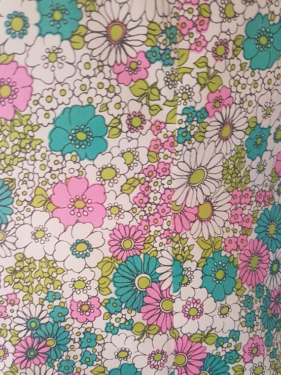 1960's 'Evelyn-Eve' Ivory, pink, green & turquoise fl… - Gem 1960's 'Evelyn-Eve' Ivory, pink, green & turquoise fl… - Gem