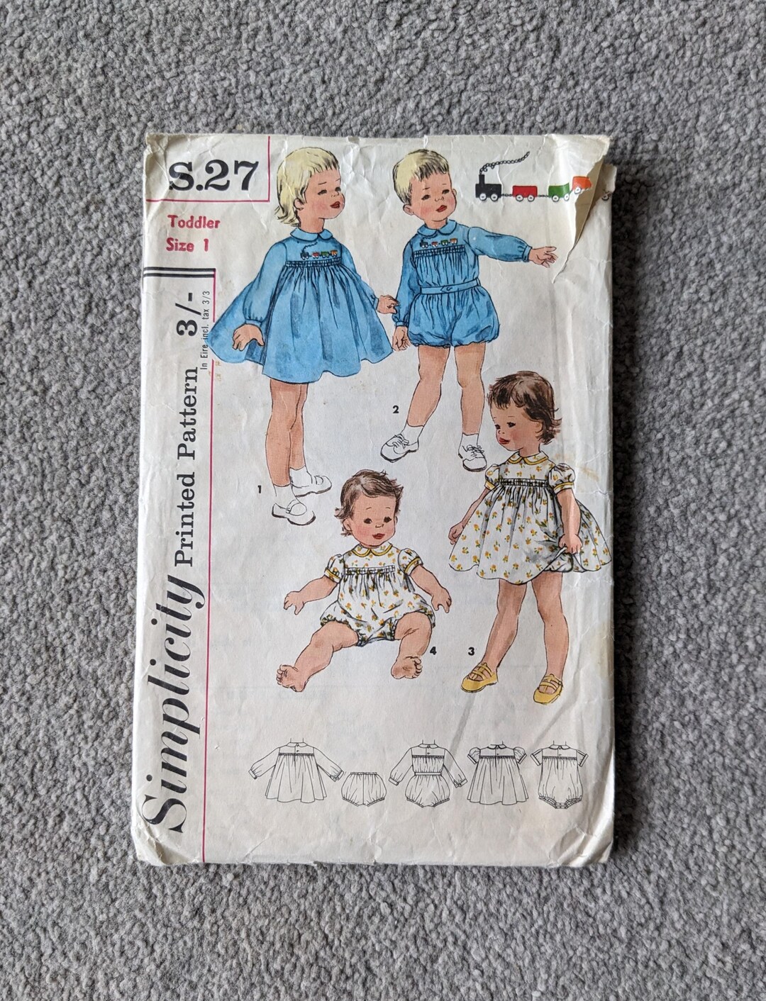 1960's, Simplicity S27 Toddlers One-piece Rompers, Dress and Knickers ...