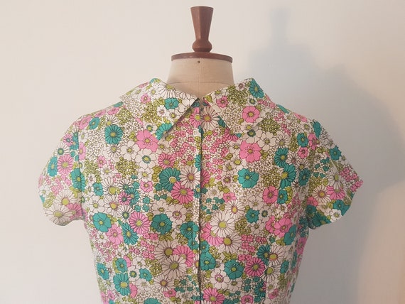 1960's 'Evelyn-Eve' Ivory, pink, green & turquoise fl… - Gem 1960's 'Evelyn-Eve' Ivory, pink, green & turquoise fl… - Gem