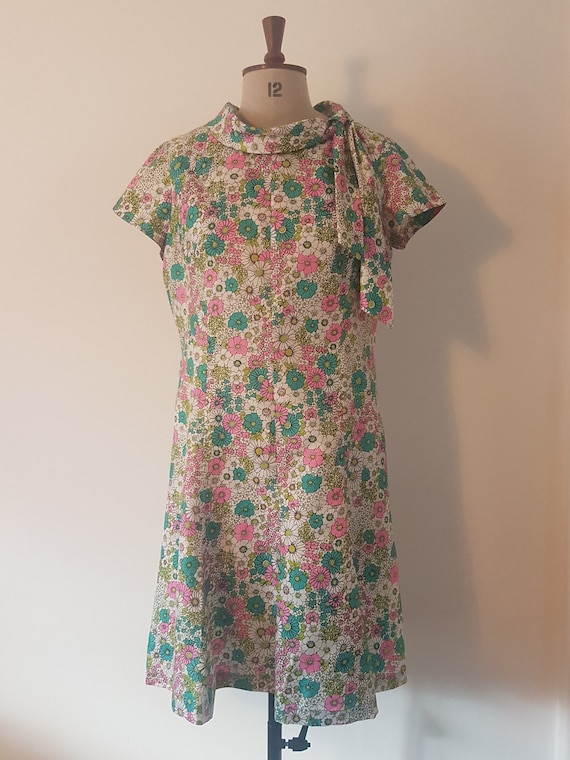 1960's 'Evelyn-Eve' Ivory, pink, green & turquoise fl… - Gem 1960's 'Evelyn-Eve' Ivory, pink, green & turquoise fl… - Gem