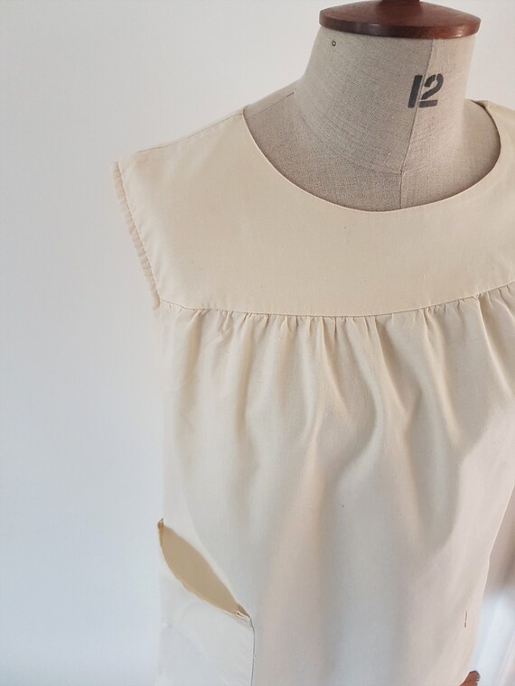 1960's cream cotton tabard/smock style blouse - Gem
