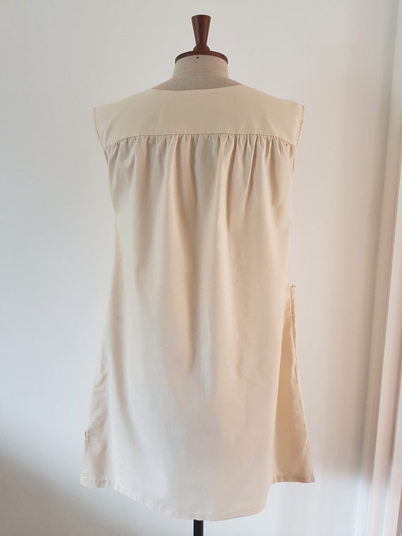 1960's cream cotton tabard/smock style blouse - Gem