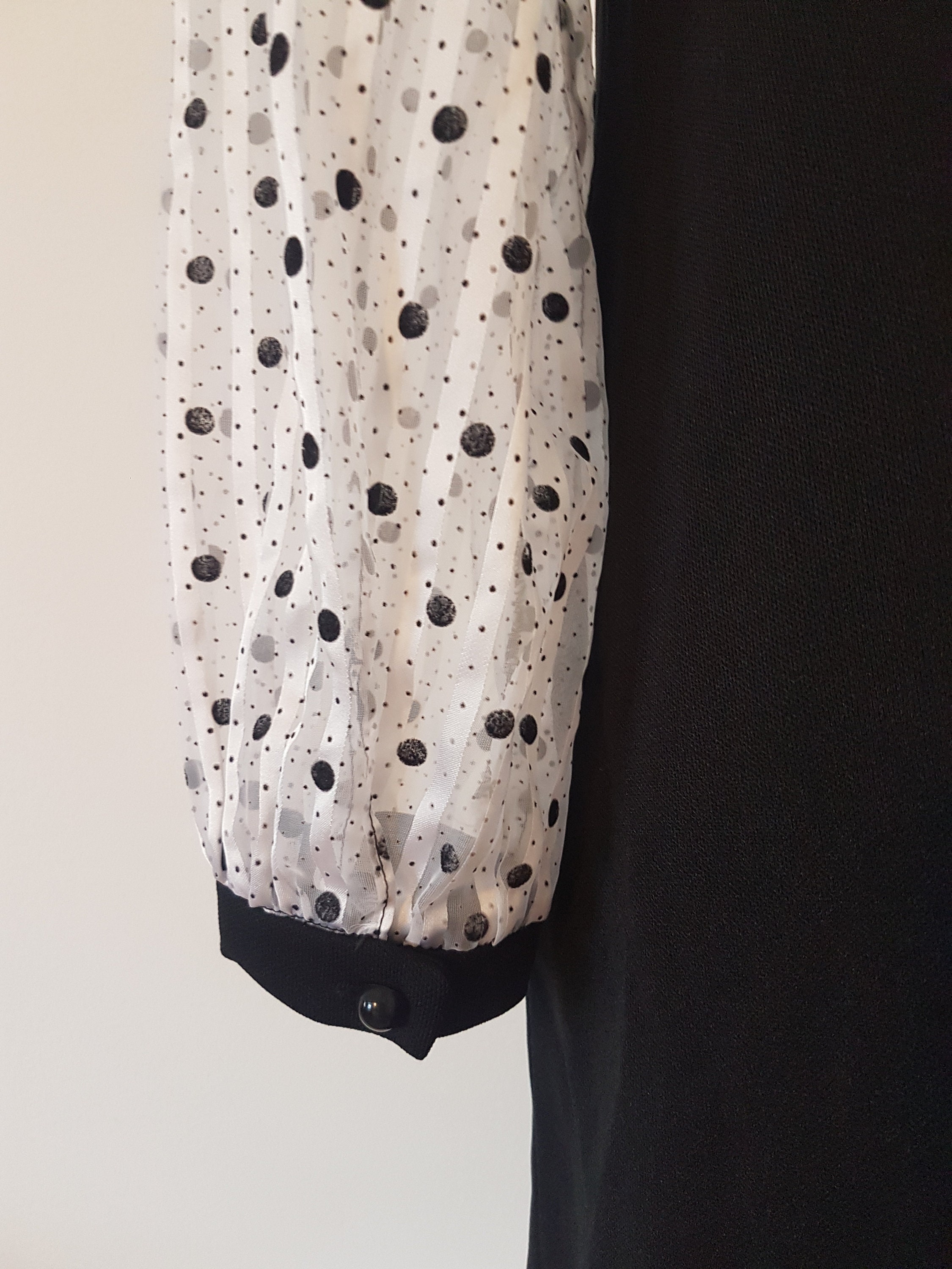 1960's Black and White Skimmer Dress With Velvet Flocked Spots - Etsy UK