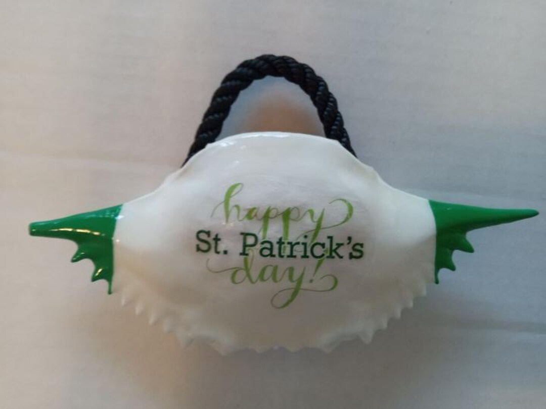 Hand Painted Decal St Patty Day Logo Crab Shell Ornament Similar to the One Shown. - Etsy