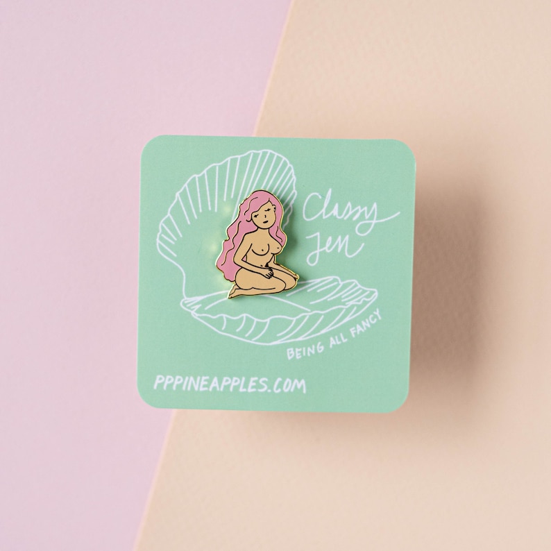 Classy Jen Naked Lady Pin Mermaid Enamel Brooch - Etsy