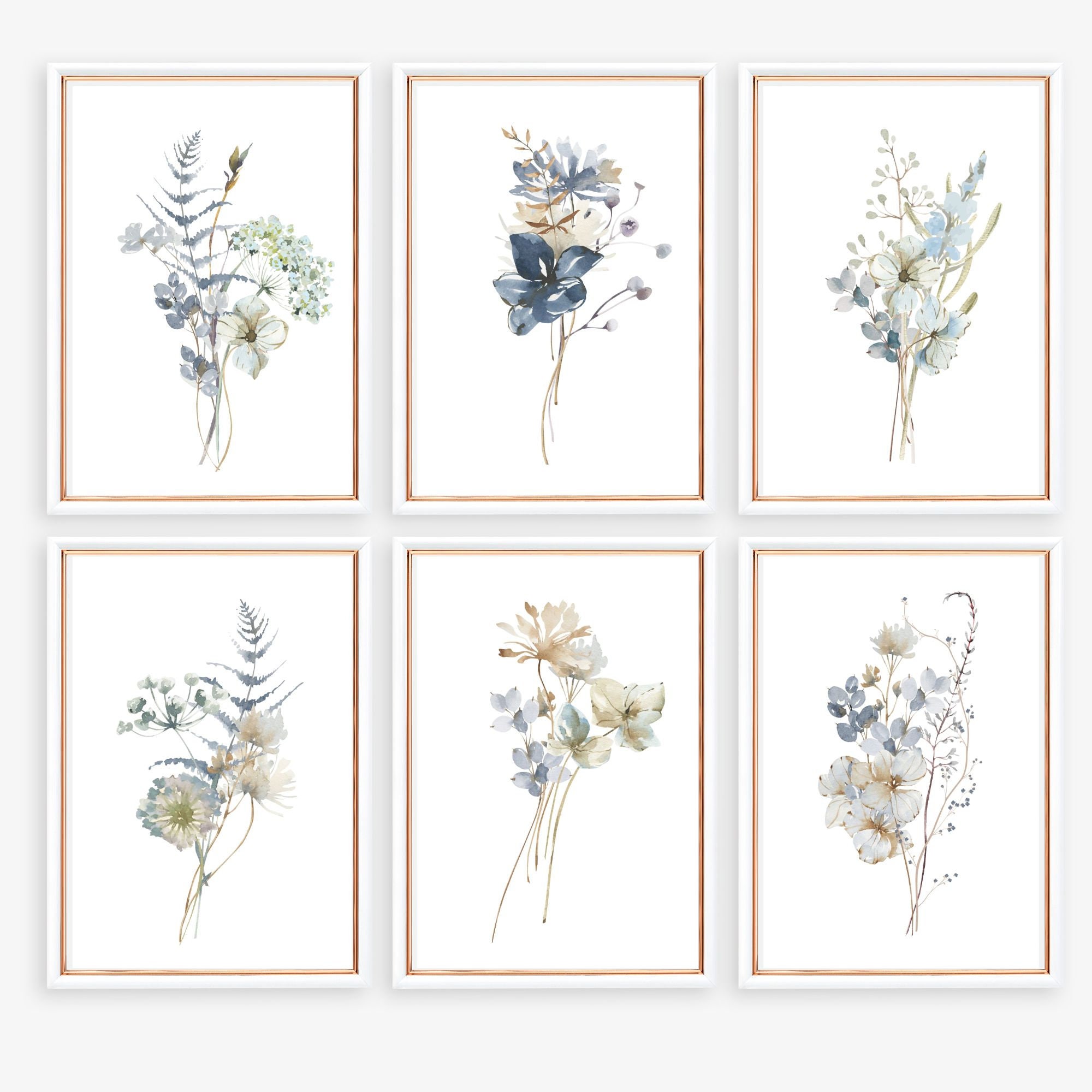 Blue Wall Art for Living Room Blue Wall Decor Set of 6 - Etsy
