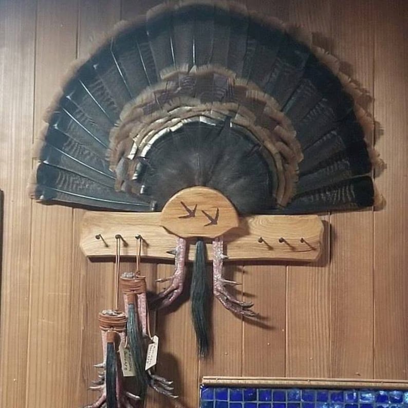 Turkey Fan Mount Multiple Beard Etsy