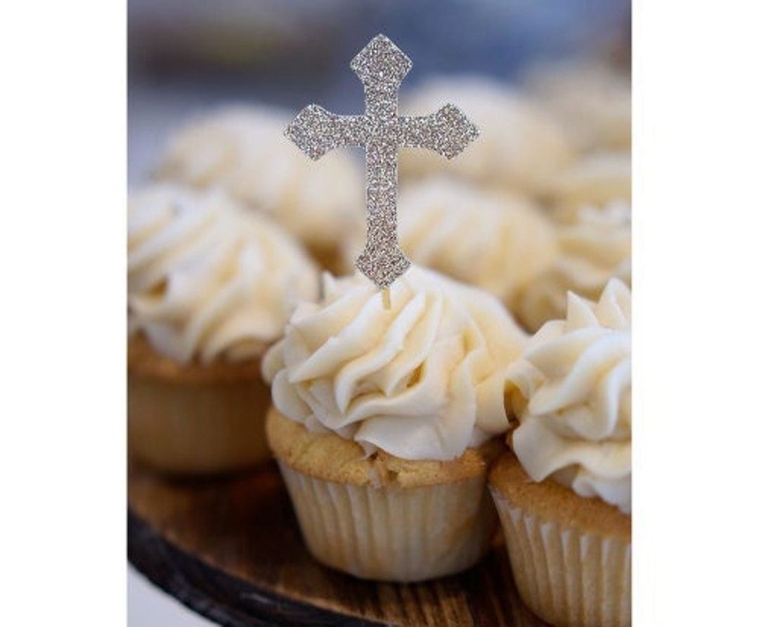 Cross Cupcake Topper, Baptism Cupcake Toppers, Christening Cupcake ...