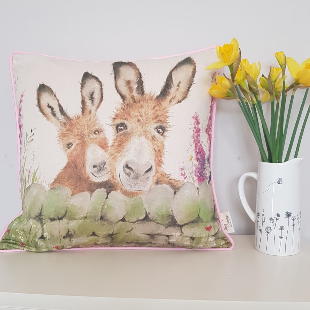 Pretty Donkey Cushion Luxury Piped 18 Inch Cotton Cover Cute Donkey ...