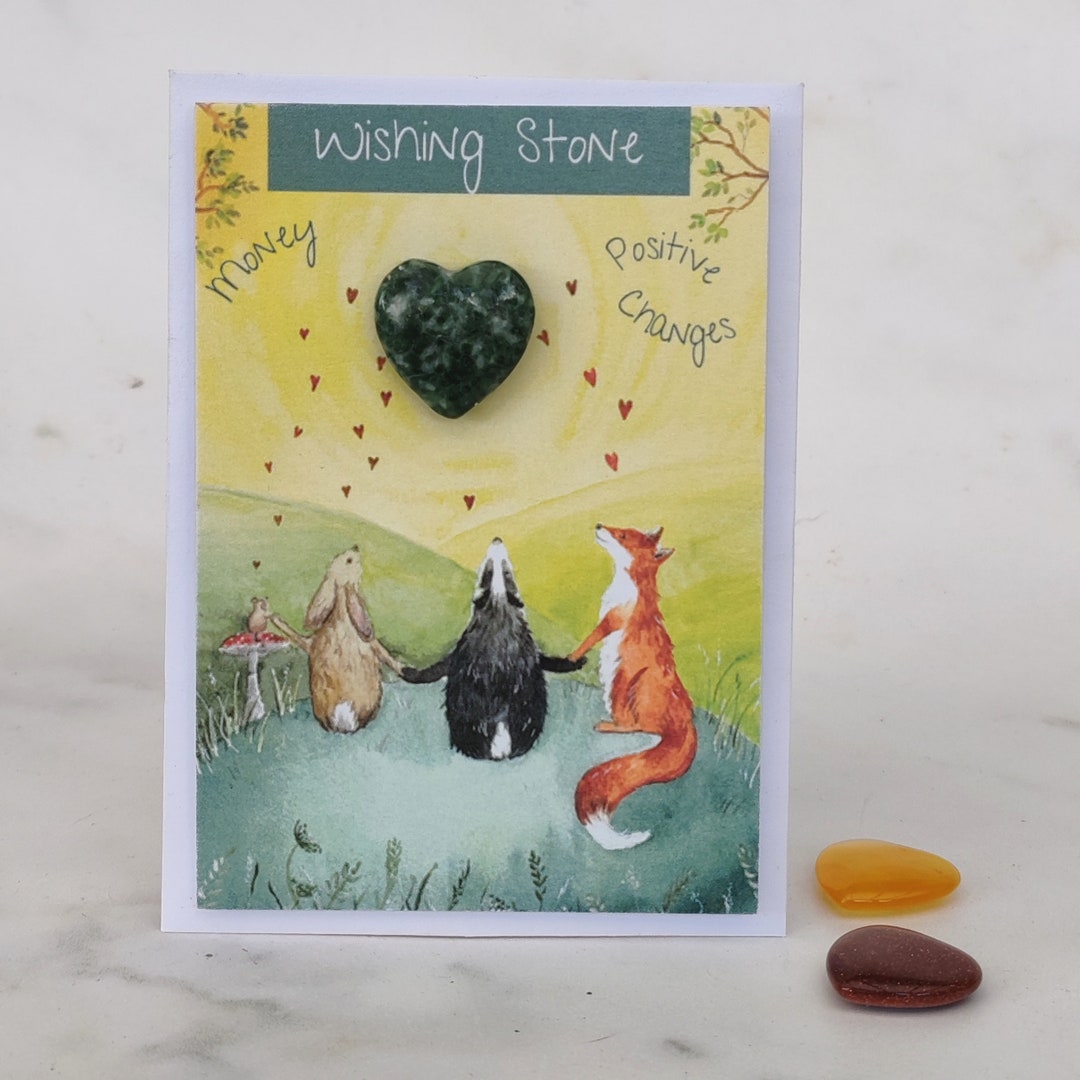 POSITIVE VIBES - Wishing Stone Crystal Card With Original Artwork, Good ...