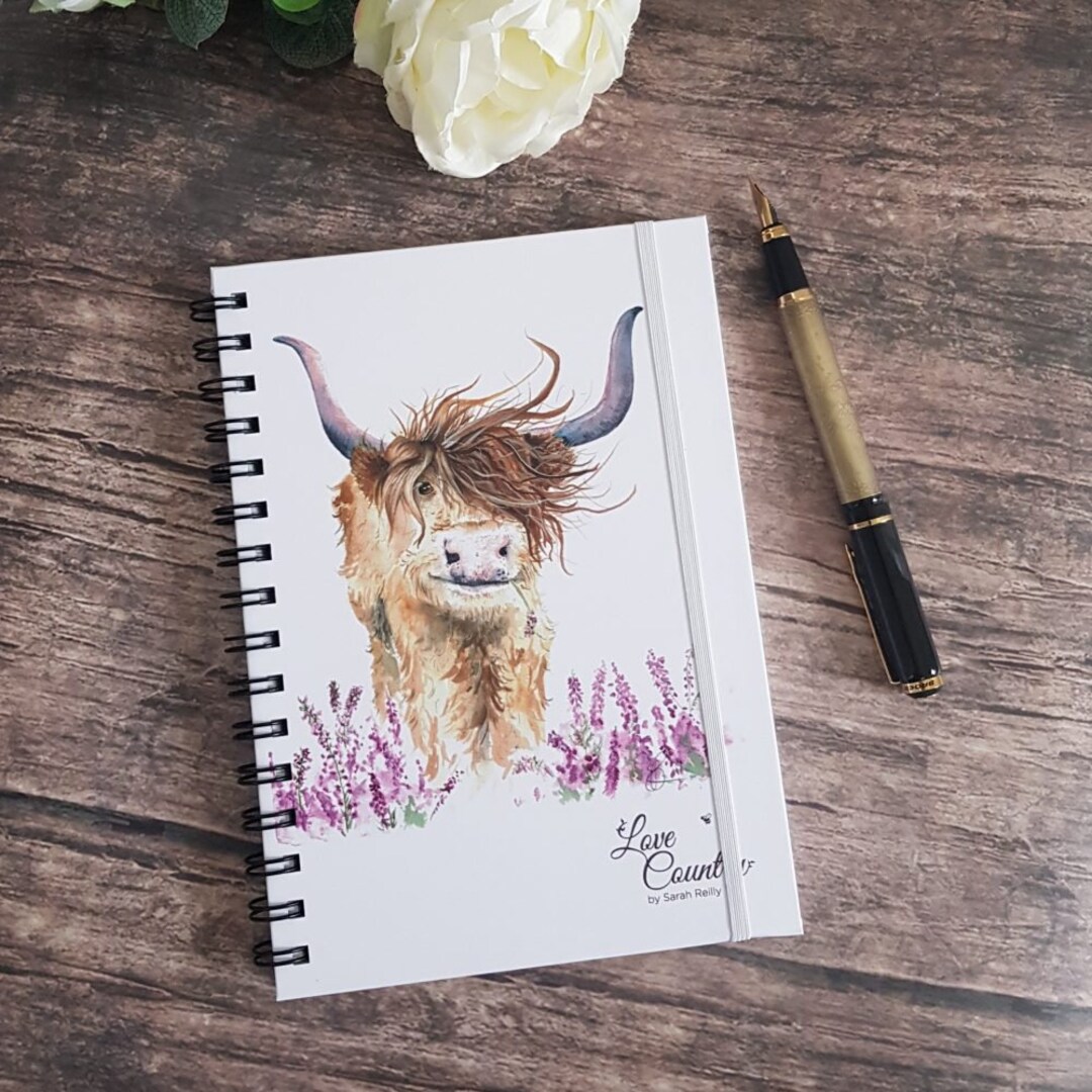 Pretty Highland Cow Hardback Notebook Cute Journal Cow Stationery Coos ...
