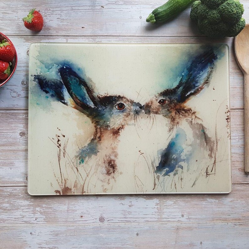 Kissing Hares Glass Worktop Protector Hare Cutting Board Glass - Etsy