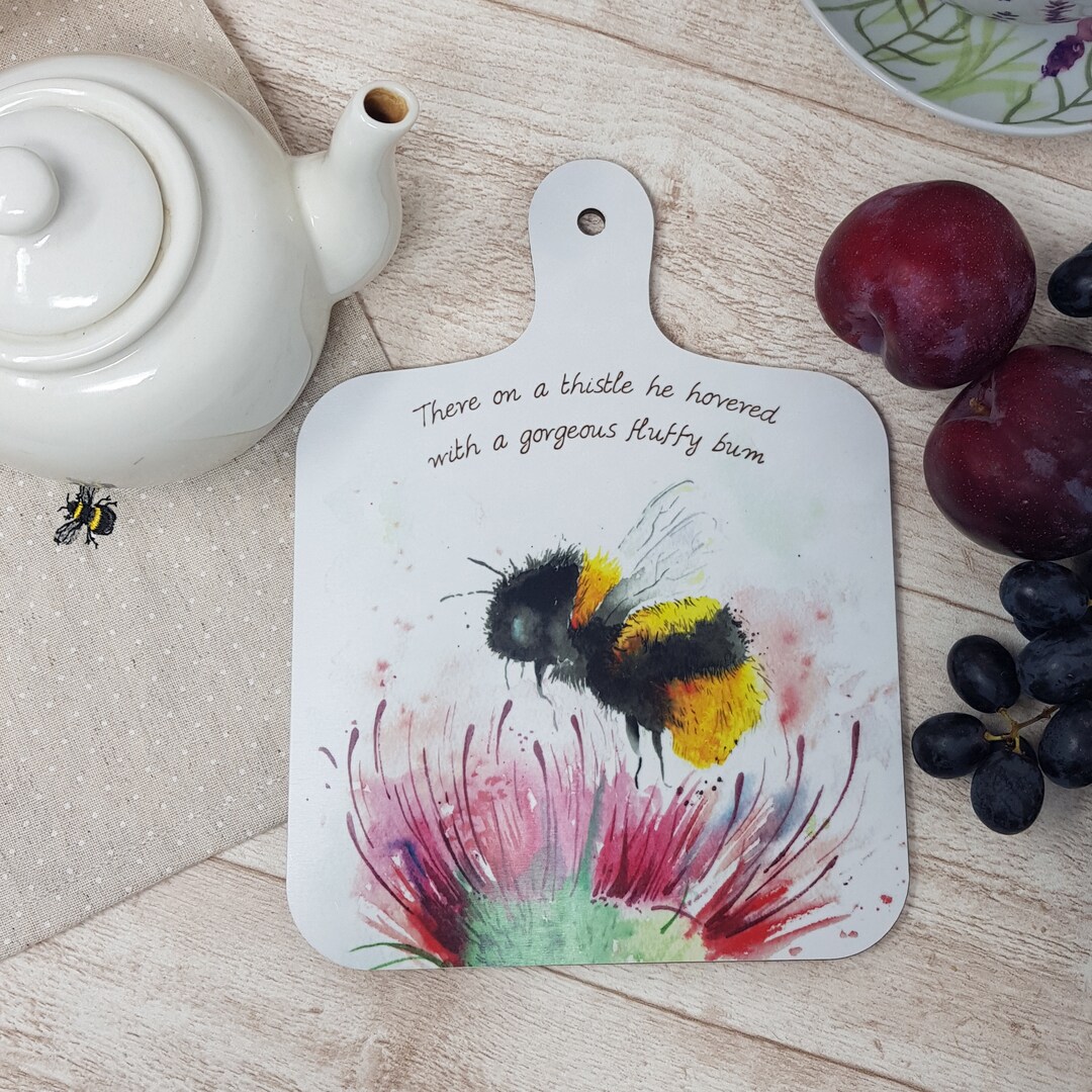 Thistle and Bee Mini Chopping Board, Bumblebee, Eco Sustainable Wood ...