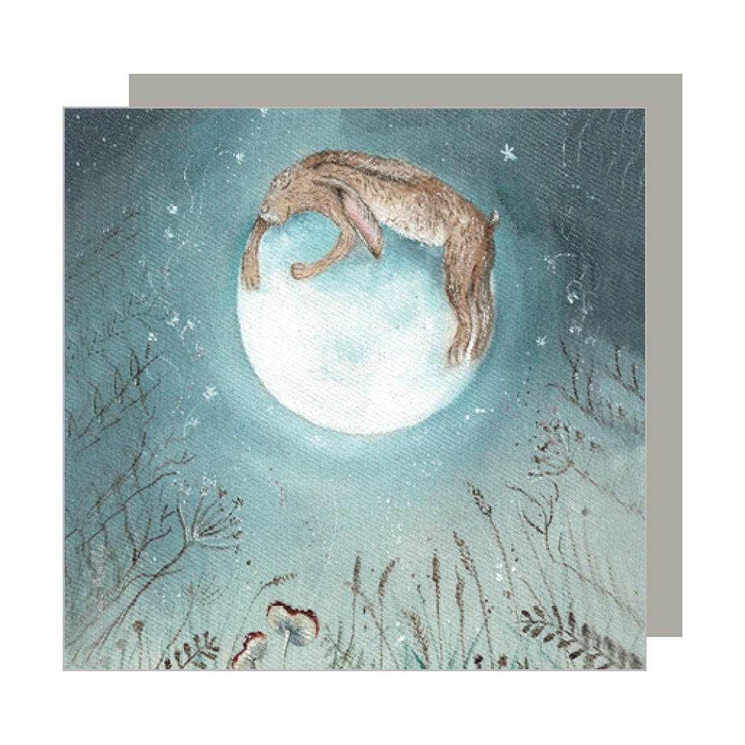 Hugging the Moon Greeting Card - Etsy UK