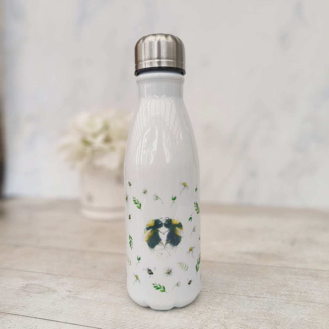 Cuddling Bees Water Bottle With Leaves and Flowers Pretty Gift for Her ...