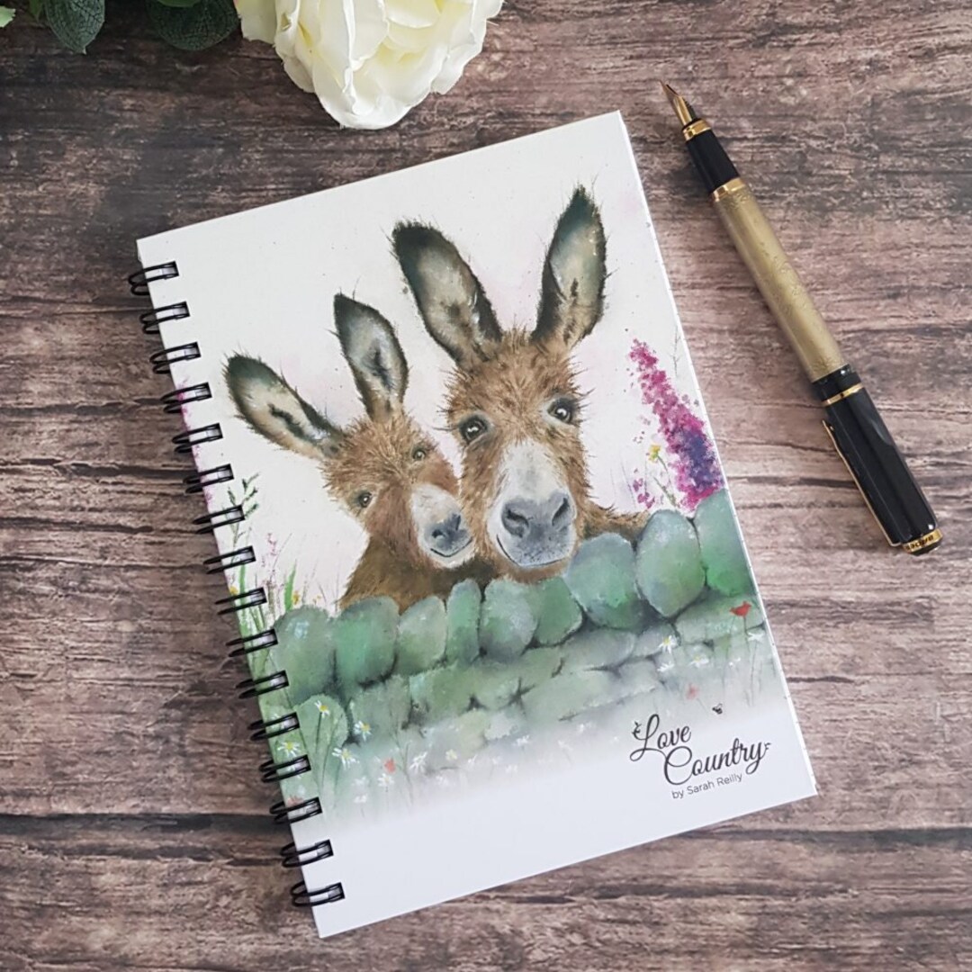 Cute Donkey Notebook Animal Journal Donkeys Stationery Flowers Donkey ...