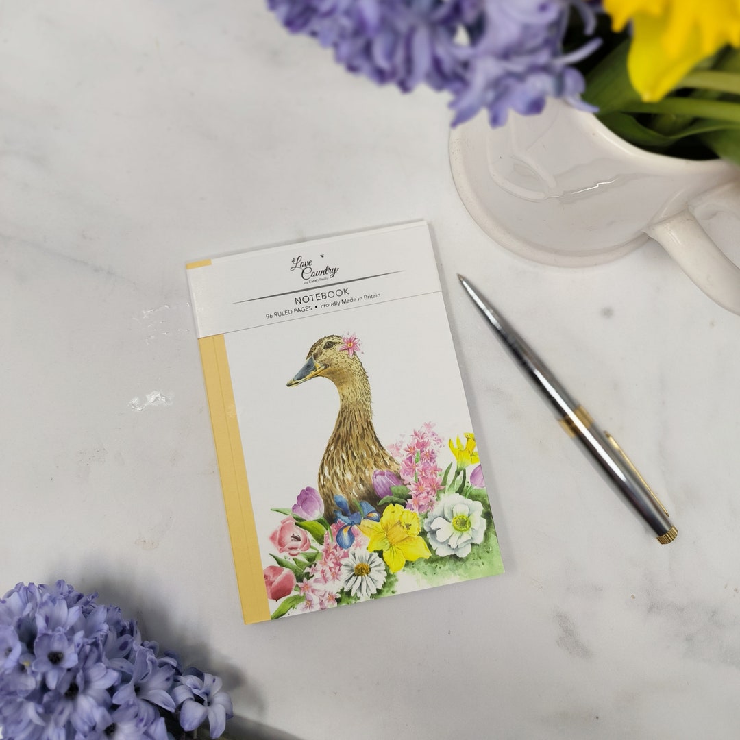 Cute Duck Notebook Flowers Stationery Duck Gift Pocket A6 Notebook Duck ...