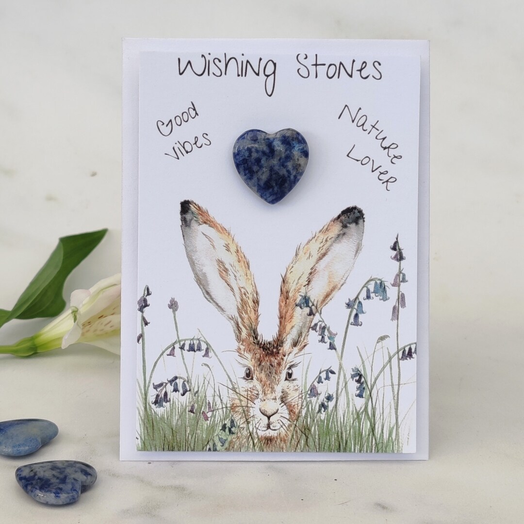 GOOD VIBES - Wishing Stone Crystal Card With Original Artwork, Hare ...
