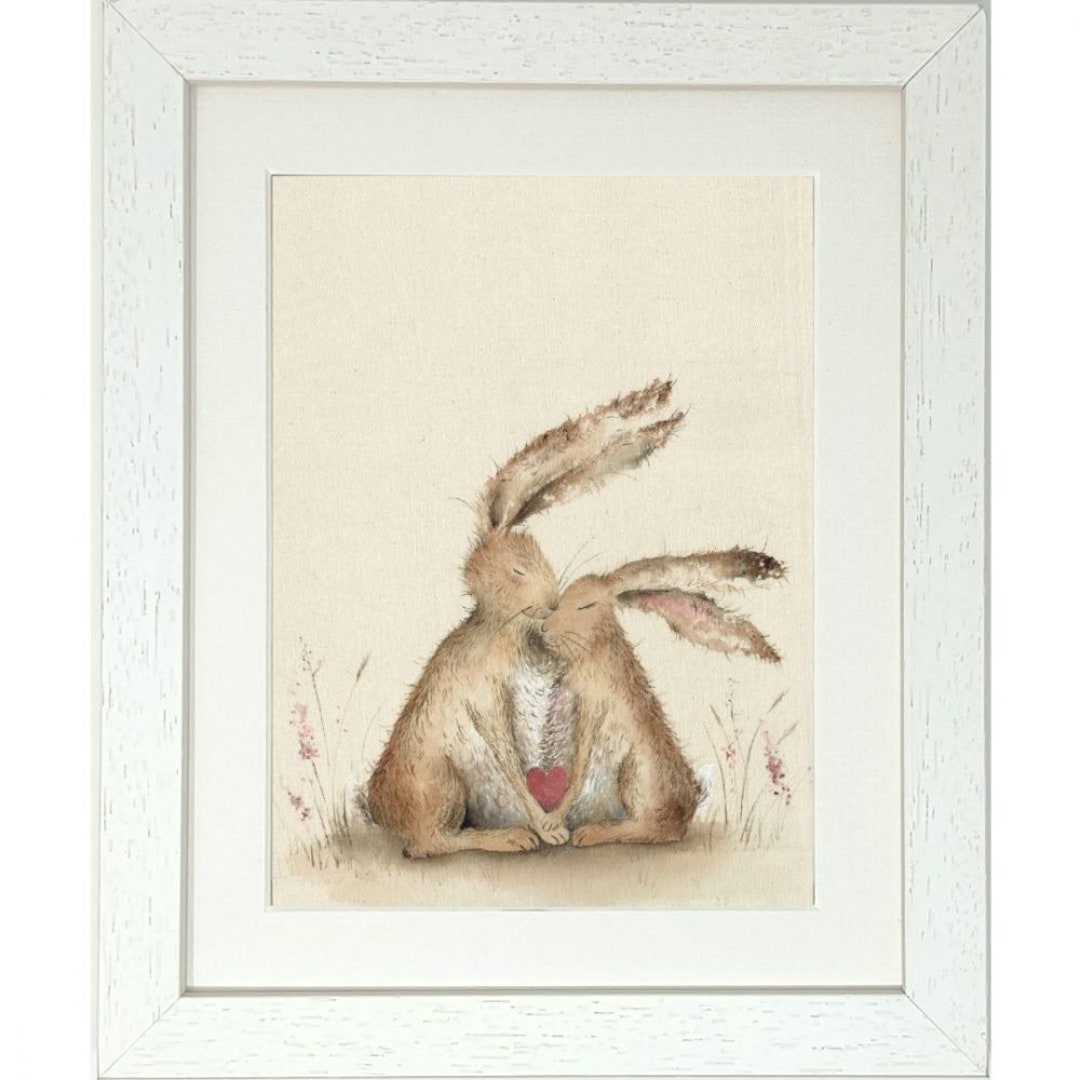 Cute Hare Love Print - All the Stars in My Heart Framed Watercolour ...