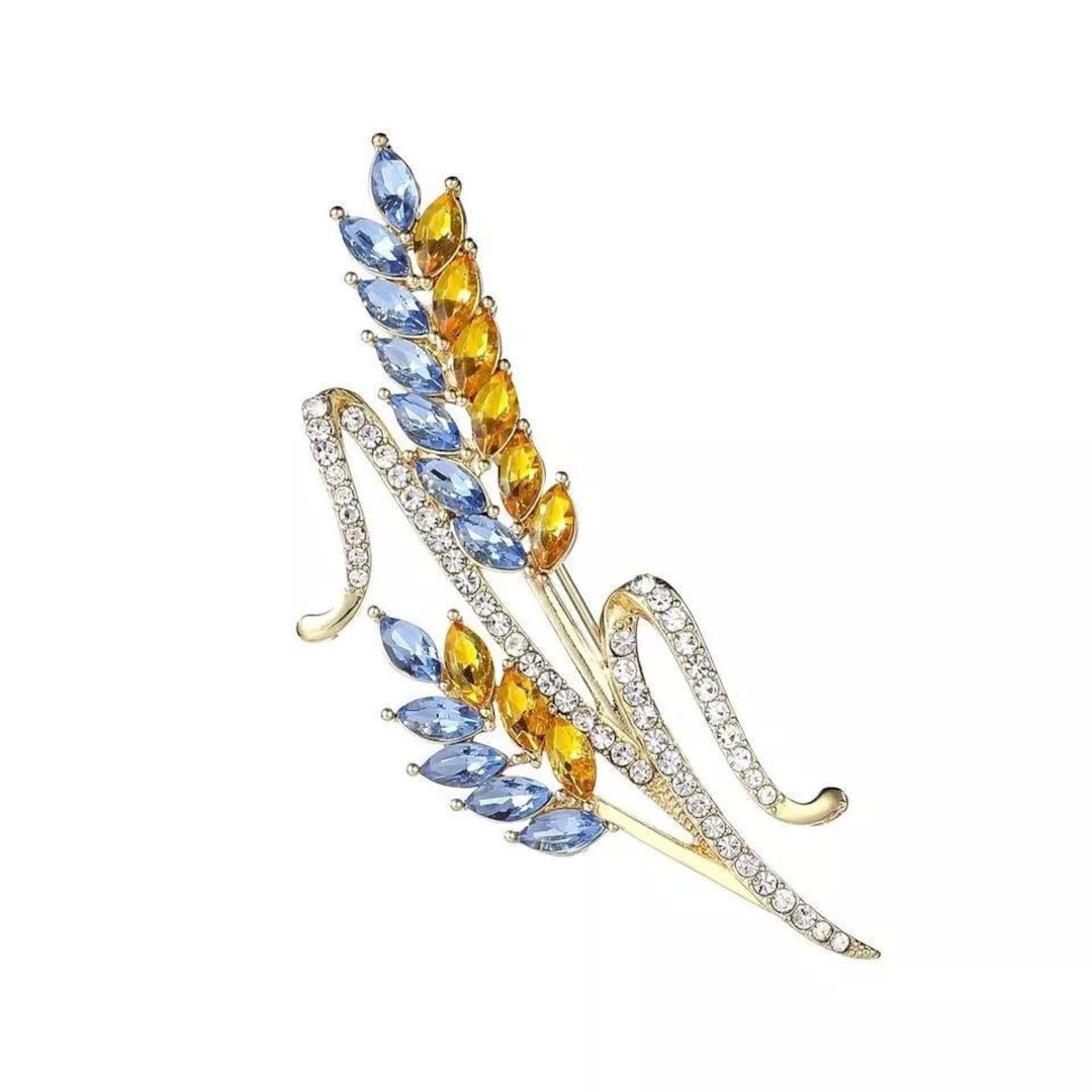 Blue and Yellow Ukrainian Brooch, Ukrainian Pin/pendant, Wheat Brooch ...