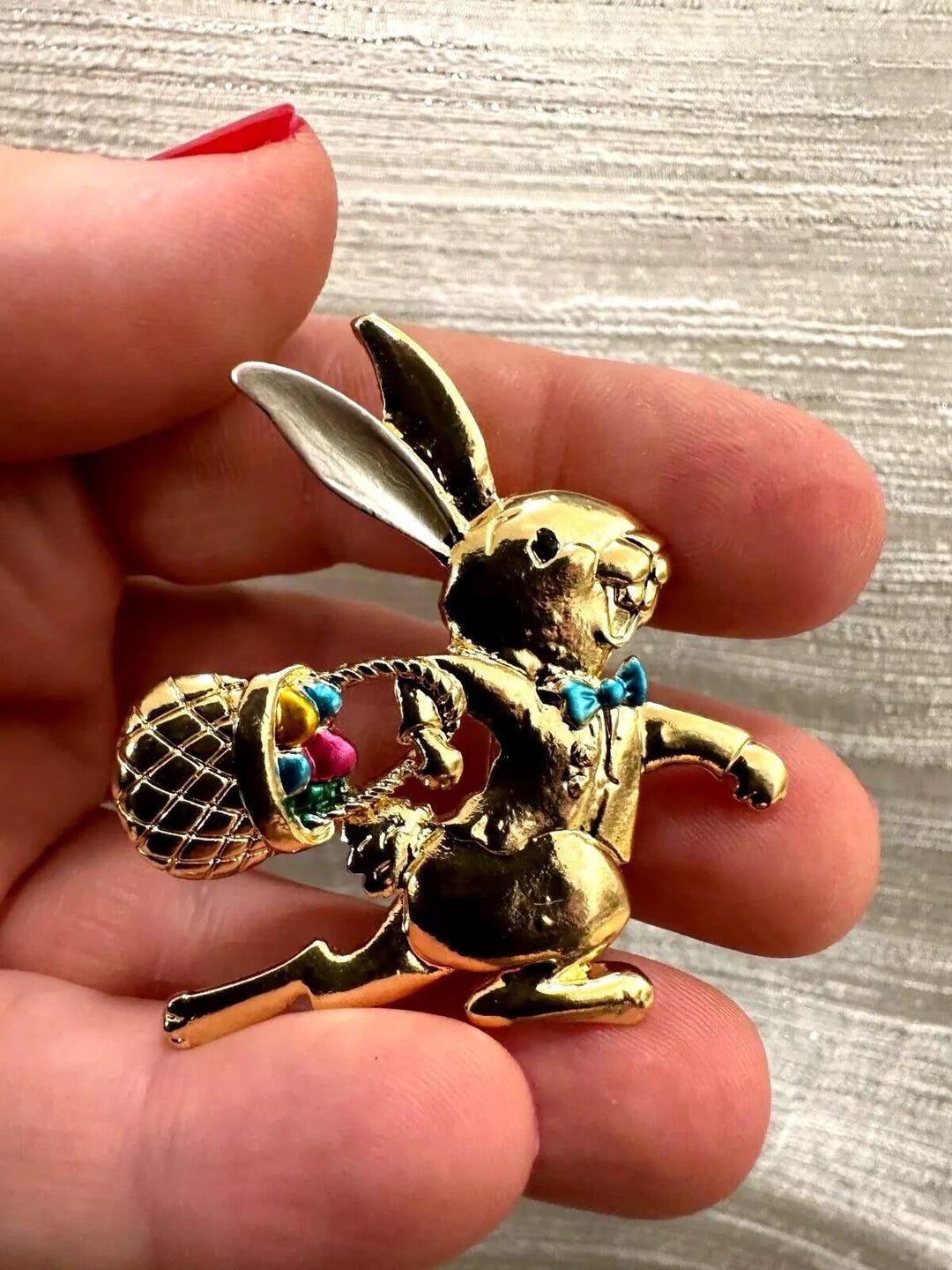 Vintage-inspired Enamel Easter Gold Tone Bunny Rabbit Brooch, Easter ...