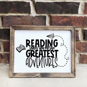 Reading Takes You on the Greatest Adventures Reverse Canvas Sign - Etsy