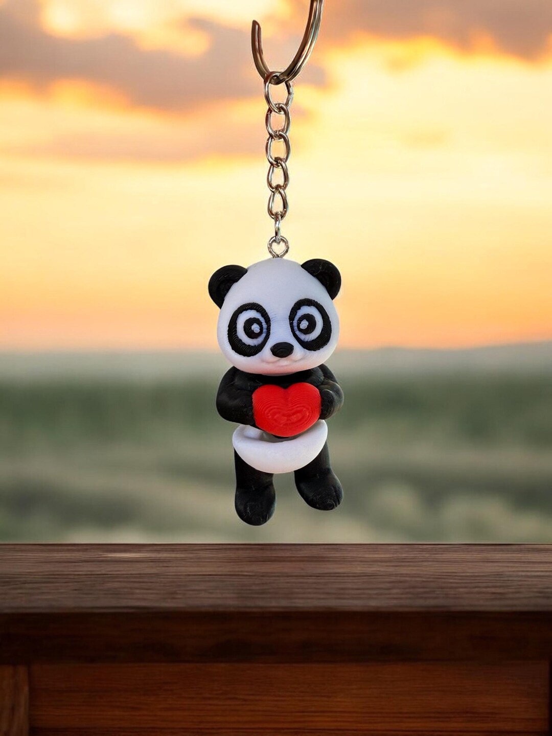 Mini Panda Keychain / 3D Printed Panda With Heart - Etsy